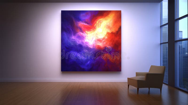 Contemporary Space with Abstract Art and a Comfortable Chair Stock ...