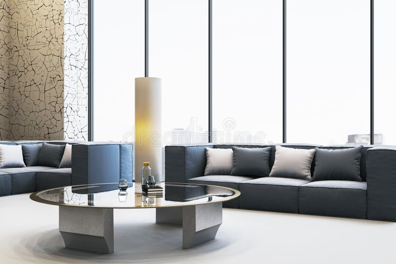 Contemporary Spacious Waiting Area with Couches and Coffee Table Stock ...