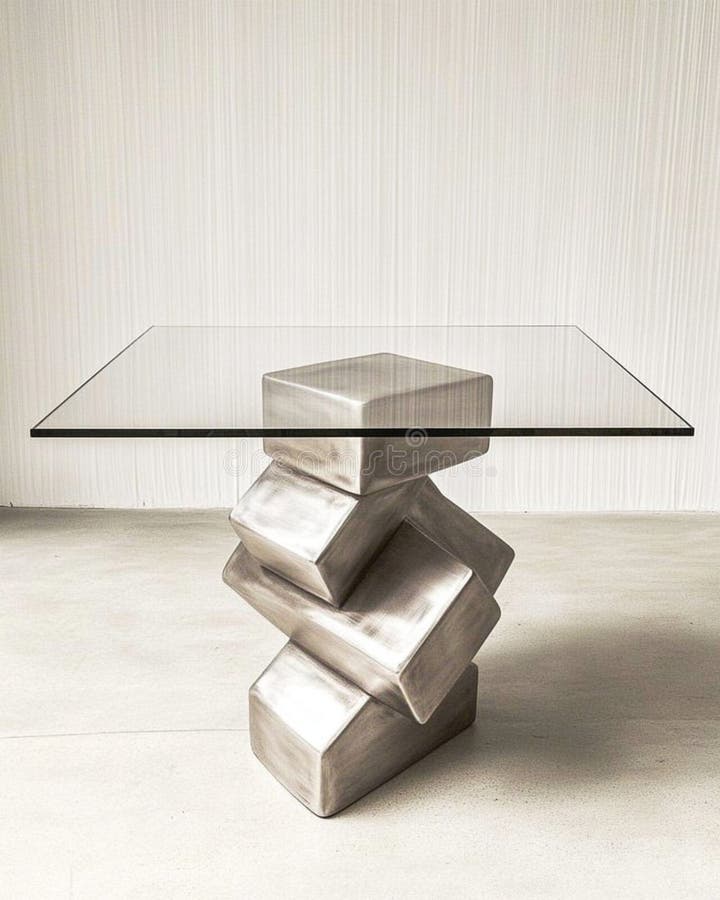 Contemporary Stacked Metallic Block Table Stock Illustration ...