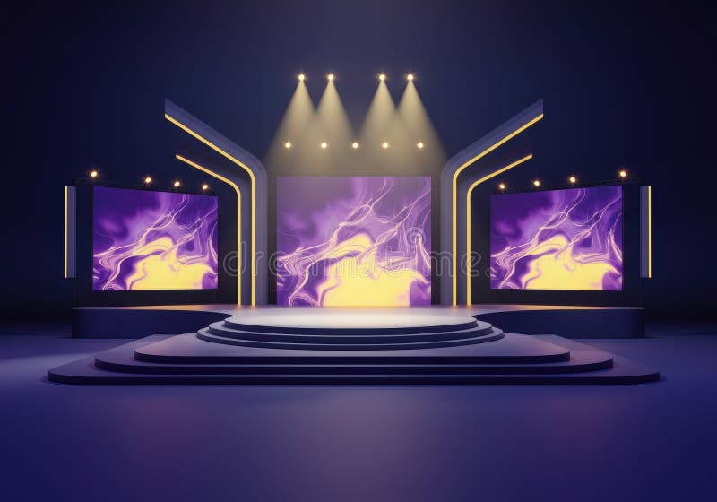 Modern Stage Design Vibrant Screens Dramatic Lighting Effects Stock ...