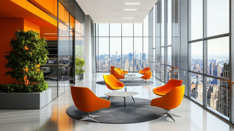 Contemporary Startup Reception Area Bright Open Lobby with Expansive ...