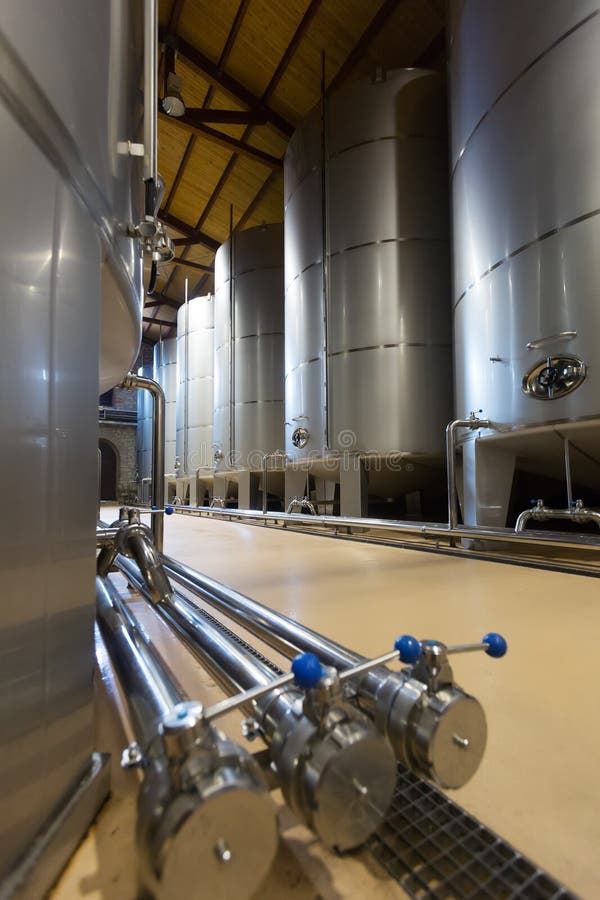 Contemporary Stell Barrels in Winery Stock Image - Image of modern ...