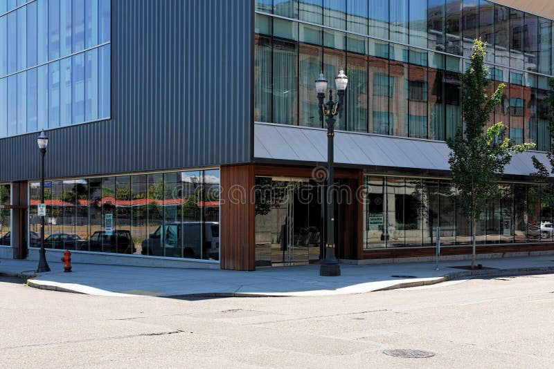 Contemporary Street Corner Exterior Building Stock Image - Image of ...