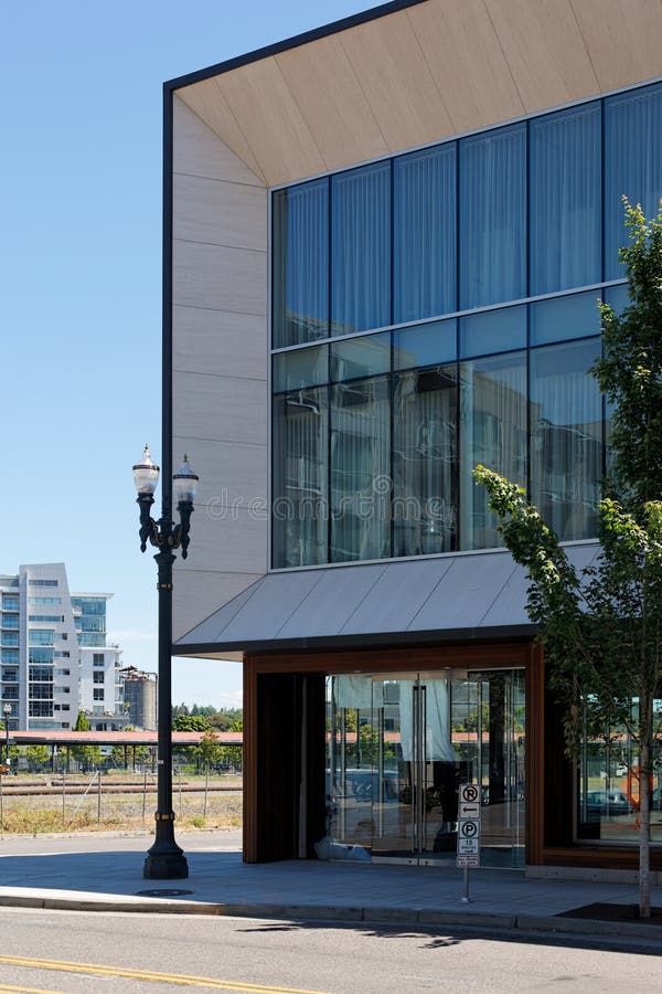 Corner Exterior Facade of Modern Building with Detail Horizontal Outer ...