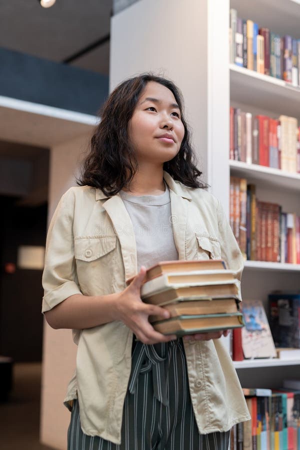 Contemporary Student with Stack of Books Stock Image - Image of cute ...