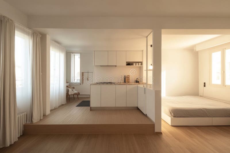 This Contemporary Studio Apartment Features a Seamless Design with an ...