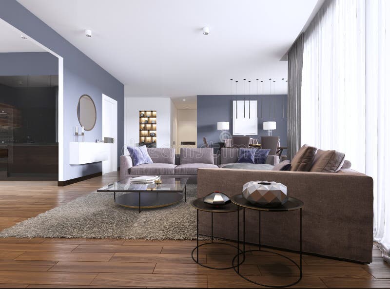 Contemporary Studio Apartment and Kitchen in Open Space Modern Interior ...