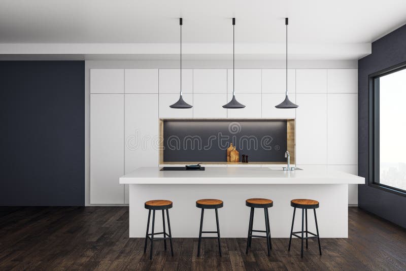 Contemporary Studio Kitchen Stock Illustration - Illustration of house ...