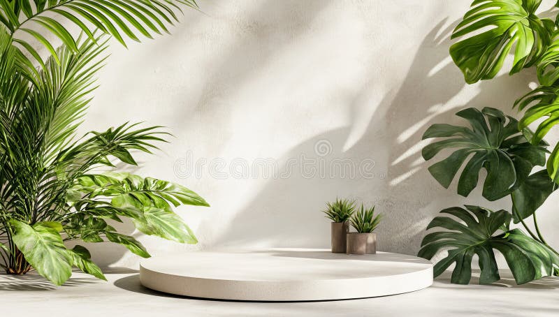 Contemporary Studio Photography is Exhibited on a White Platform Stock ...