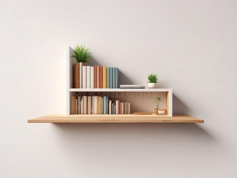 Beautiful Mini Wooden Bookshelf on Wall with Books Isolated on White ...