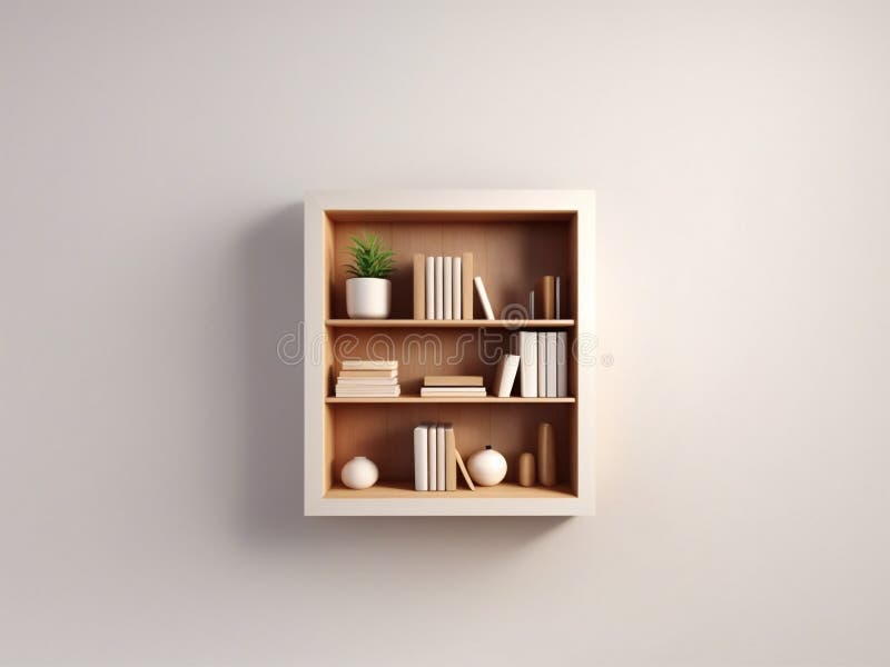 Beautiful Mini Wooden Bookshelf on Wall with Books Isolated on White ...