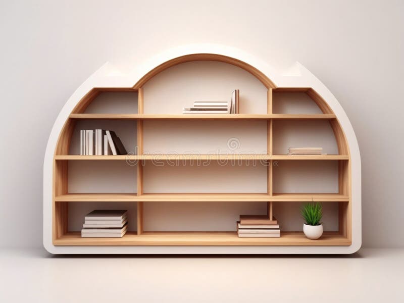 Modern Design Bookshelf with Books Isolated on White Background Stock ...