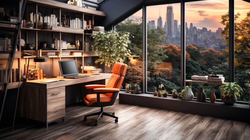 Contemporary Style Corporate Office with Open Space Interior Stock ...