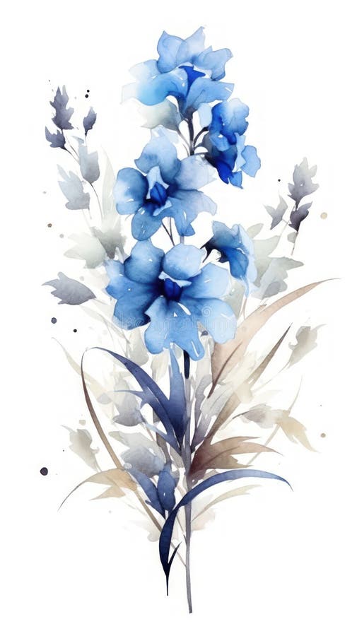 Contemporary Style Deep Blue Watercolor on White Background . Stock ...