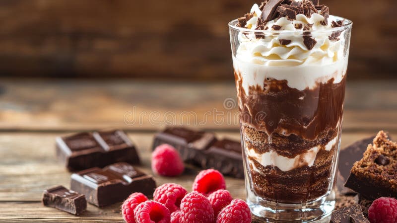 Contemporary Sundae in a Tall Glass with Raspberry Topping Stock Image ...