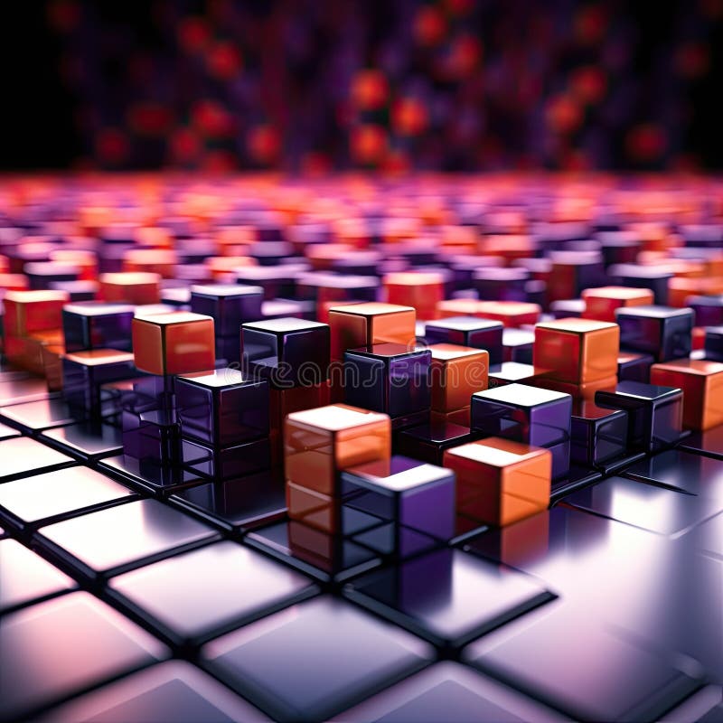 Contemporary Tech Background with Neatly Aligned Violet and Orange ...