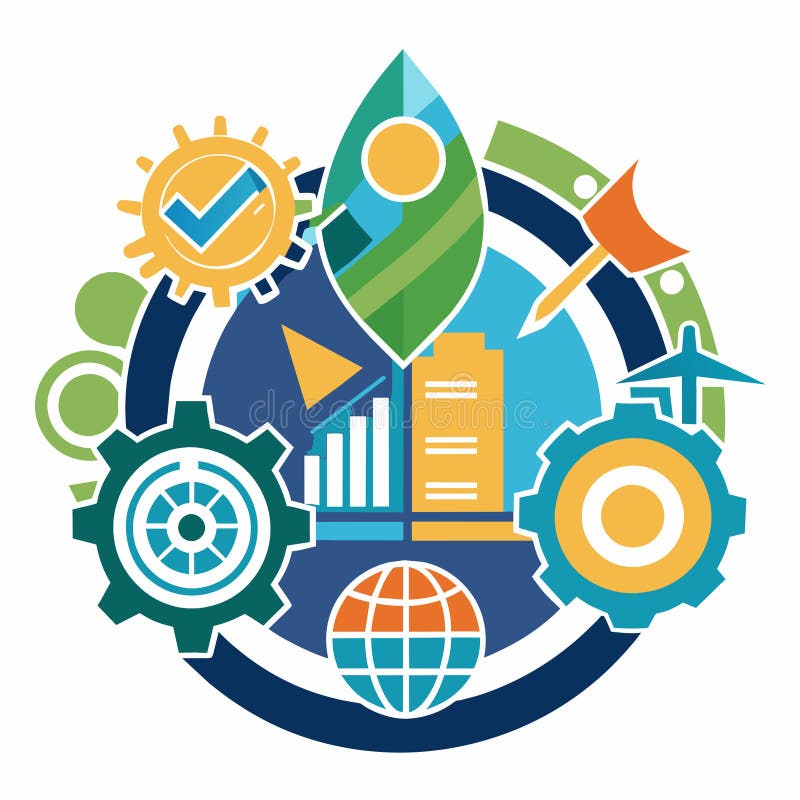 Contemporary Techno-Inspired Logo Design Featuring Gears, a Globe, and ...