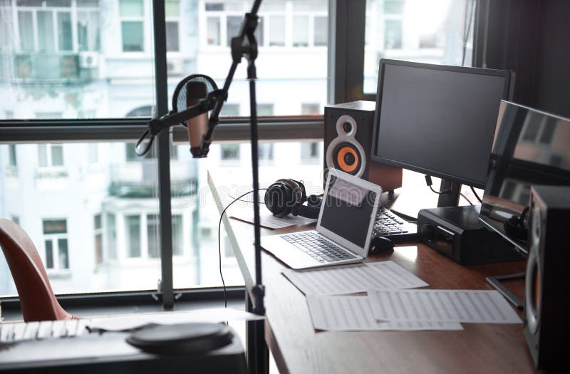 Contemporary Technology in Music Recording Office Stock Image - Image ...