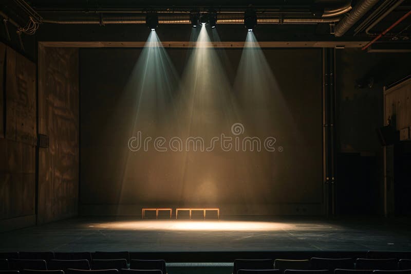 Contemporary Theater Illuminated by Single Spotlight, Emphasizing the ...