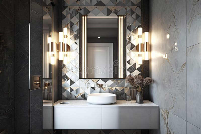 A Contemporary Tile Design in a High End Bathroom Stock Illustration ...