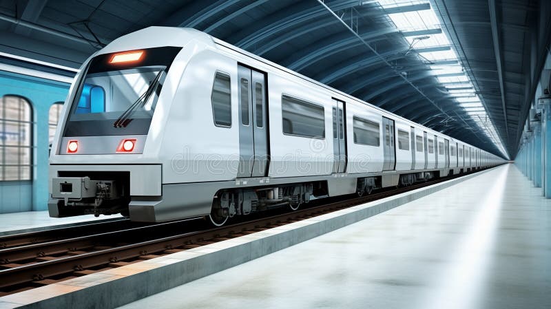 Modern Train Travels on Elevated Railway Tracks.AI Generated Stock ...