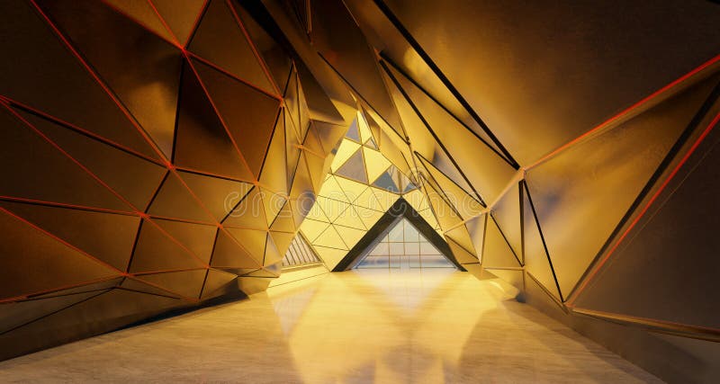 Contemporary Triangle Shape Design Building Interior Stock Illustration ...