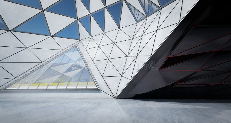 Contemporary Triangle Shape Design Building Interior Stock Illustration ...