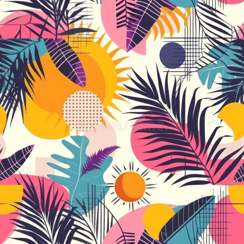 Contemporary Tropical Print with Pastel Tones. Modern Tropical Leaf ...