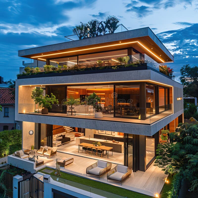 Contemporary Two Story Home with Open Floor Plan and Rooftop Terrace ...