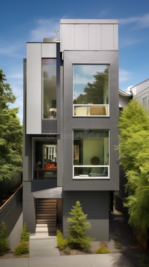 Contemporary Urban Home Exterior Stock Image - Image of contemporary ...