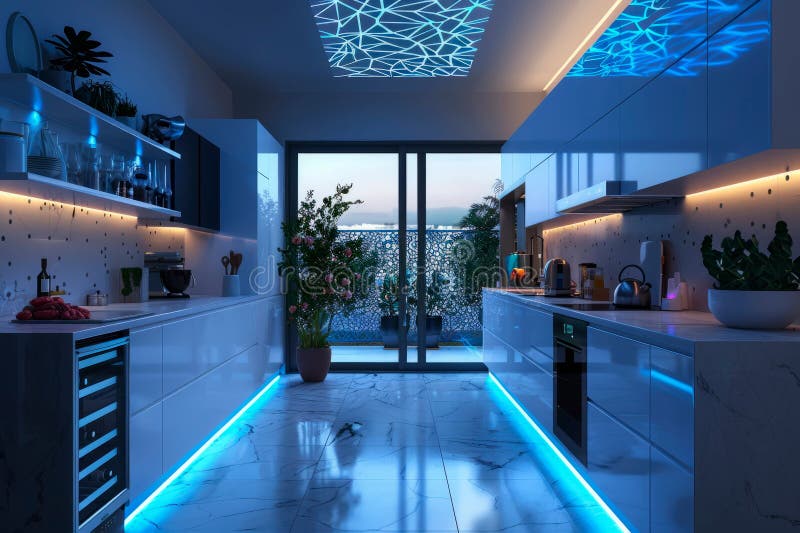 Contemporary Urban Kitchen with High-gloss Cabinets and Geometric ...