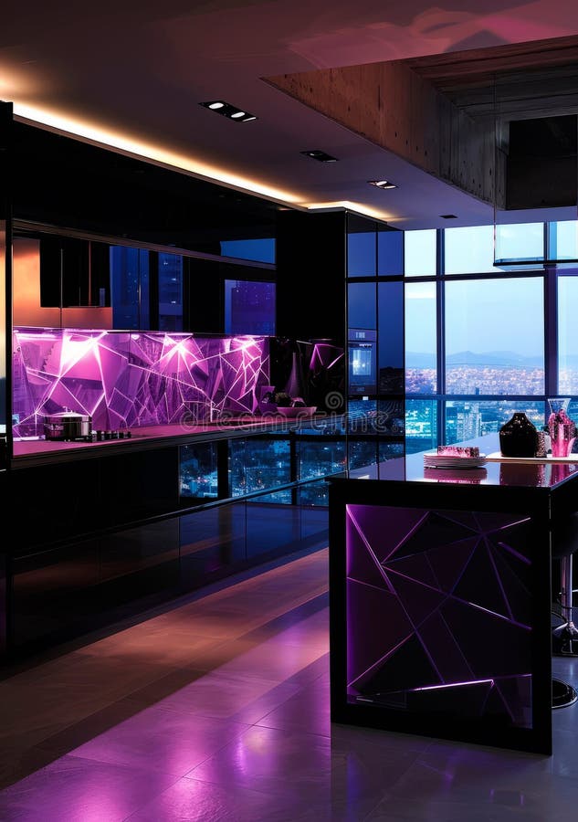 Contemporary Urban Kitchen with High-gloss Cabinets and Geometric ...