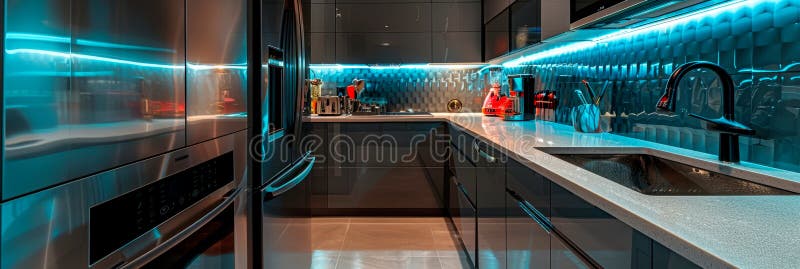 Contemporary Urban Kitchen with High-gloss Cabinets and Geometric ...