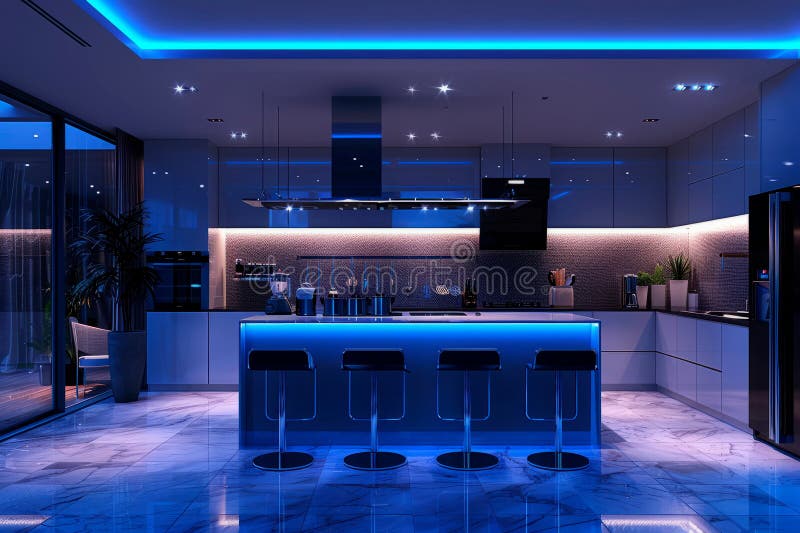 Contemporary Urban Kitchen with High-gloss Cabinets and Geometric ...