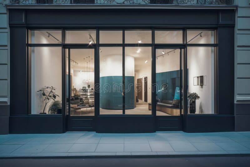 Contemporary Urban Storefront with Large Windows, Street View in ...