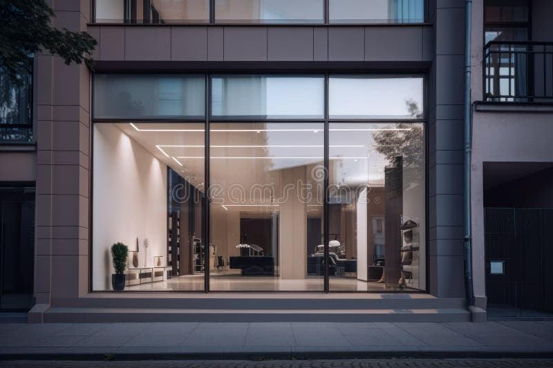 Contemporary Urban Storefront with Large Windows, Street View in ...