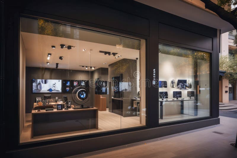 Contemporary Urban Storefront with Large Windows, Street View in ...