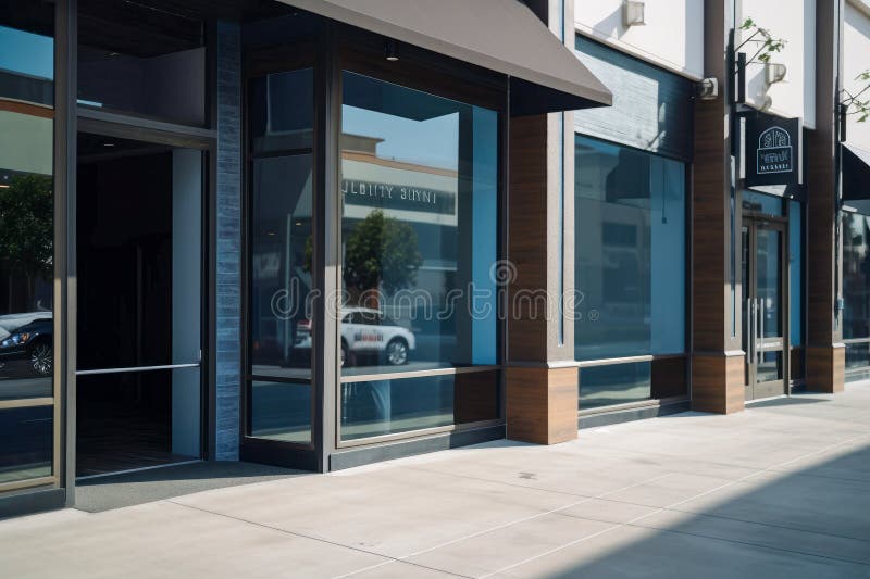 Contemporary Urban Storefront with Large Windows, Street View in ...