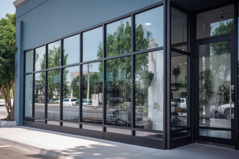 Contemporary Urban Storefront with Large Windows, Street View in ...