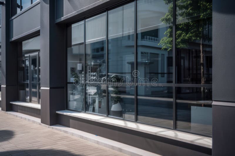 Contemporary Urban Storefront with Large Windows, Street View in ...