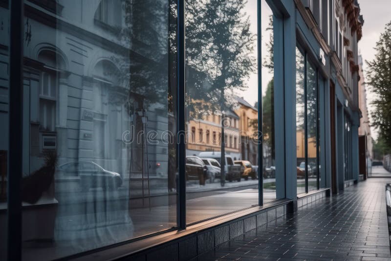 Contemporary Urban Storefront with Large Windows, Street View in ...