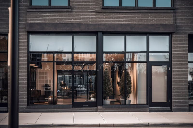 Contemporary Urban Storefront with Large Windows, Street View in ...