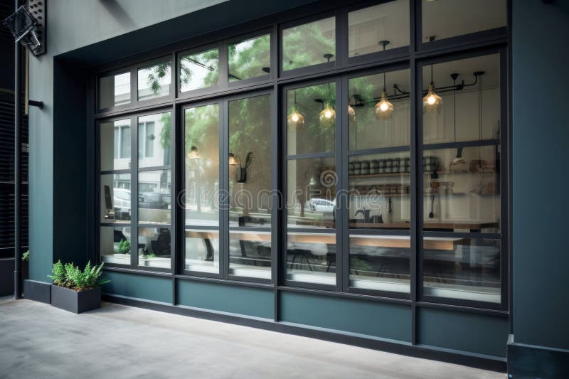 Contemporary Urban Storefront with Large Windows, Street View in ...