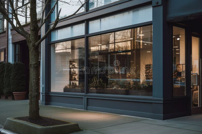 Contemporary Urban Storefront with Large Windows, Street View in ...