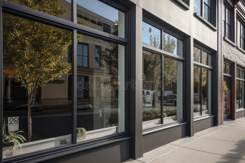 Contemporary Urban Storefront with Large Windows, Street View in ...