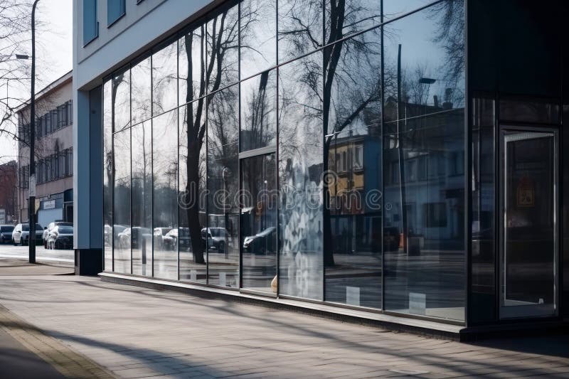 Contemporary Urban Storefront with Large Windows, Street View in ...