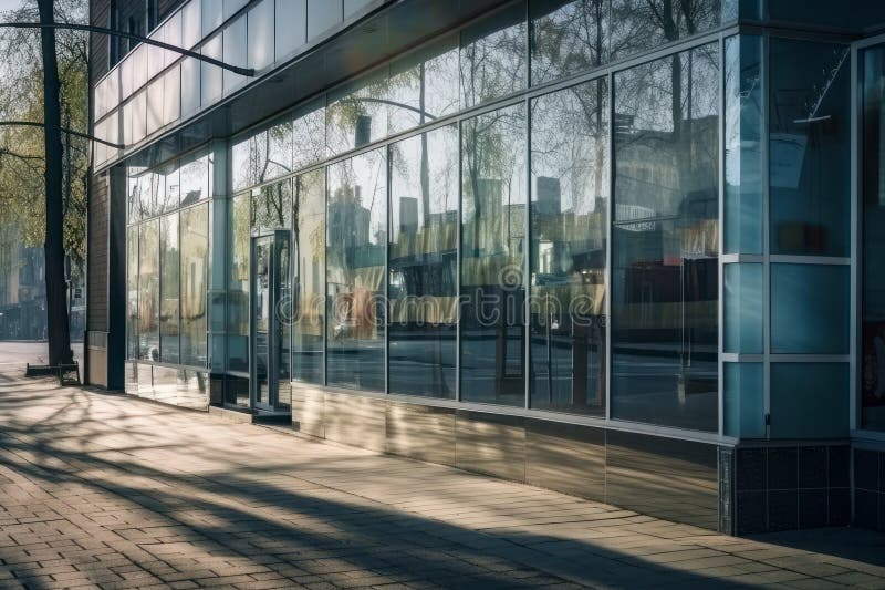Contemporary Urban Storefront with Large Windows, Street View in ...