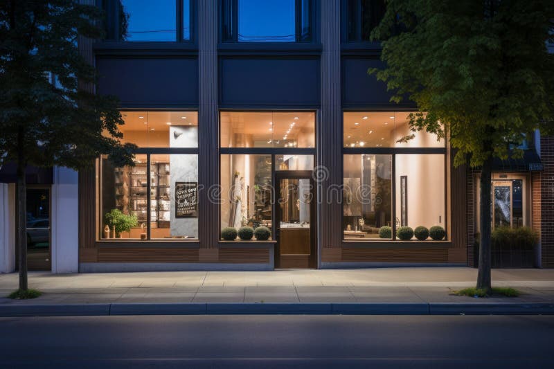 Contemporary Urban Storefront with Large Windows, Street View in ...