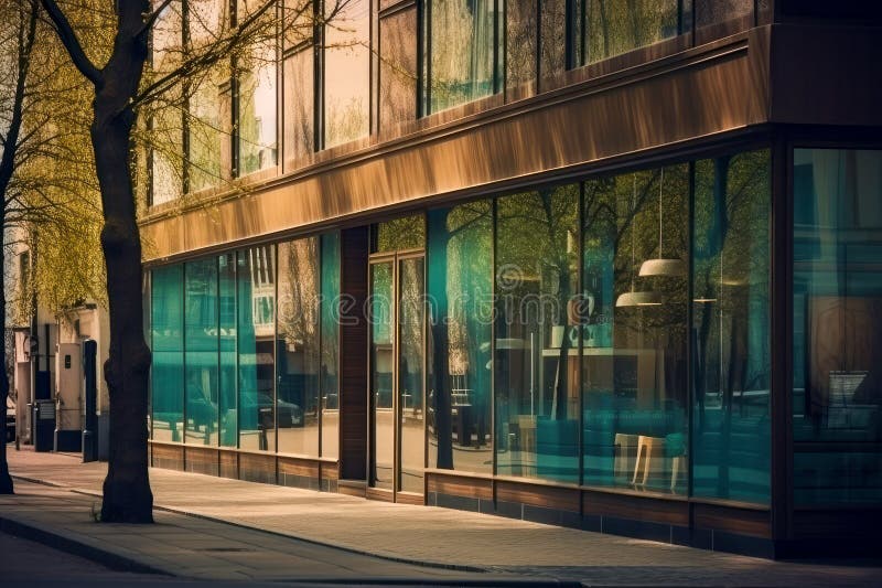 Contemporary Urban Storefront with Large Windows, Street View in ...