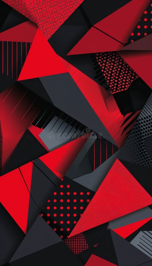Contemporary Vector Design with Abstract Black and Red Geometric ...